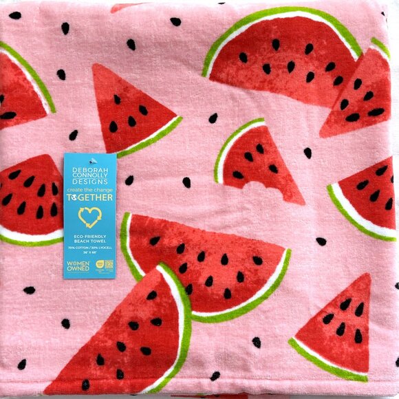 Deborah Connolly Designs | Bath | Watermelons On Pink Beach Towel ...